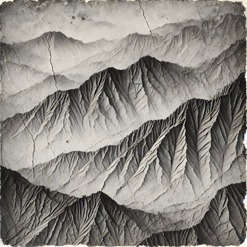 Monochromatic Textured Depiction of Layered Mountain Ranges with ...