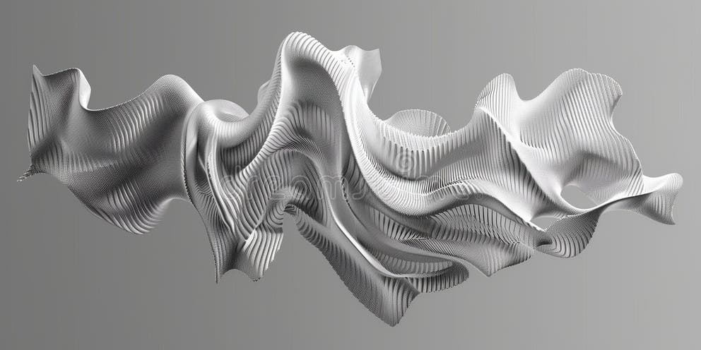 A Monochromatic Wave Shape Made of 3D-rendered Waves, Fluid and Flowing ...