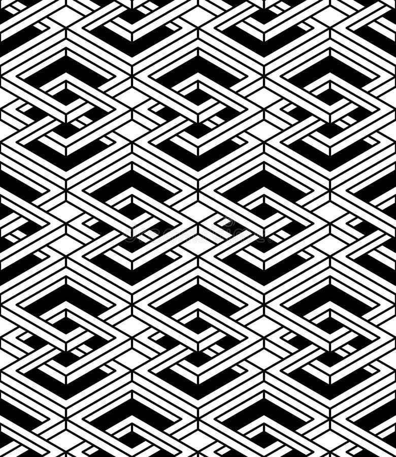 Monochrome Abstract Interweave Geometric Seamless Pattern. Vector Black ...