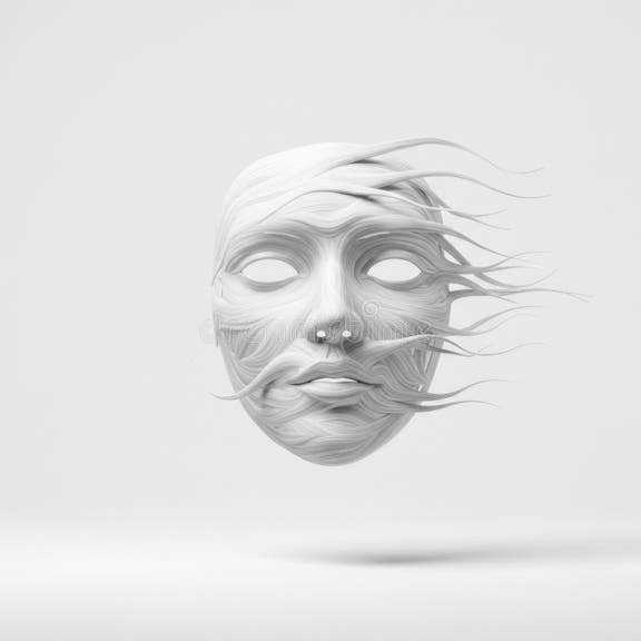 Monochrome Abstract Mask of Human Face Wired and Floating with Subtle ...