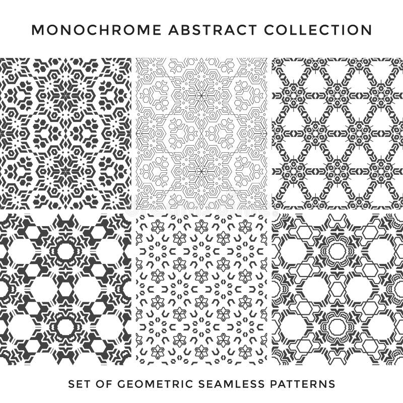 Monochrome Abstract Seamless Pattern Set Stock Vector - Illustration of ...