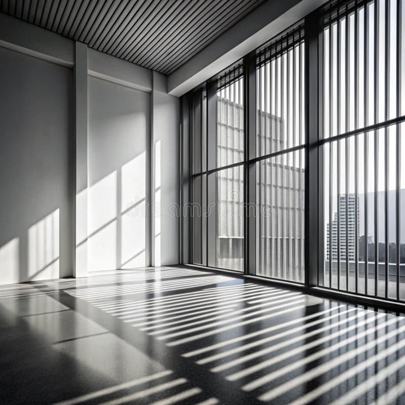 Abstract Shadow and Light Background in Office Room on White Wall from ...