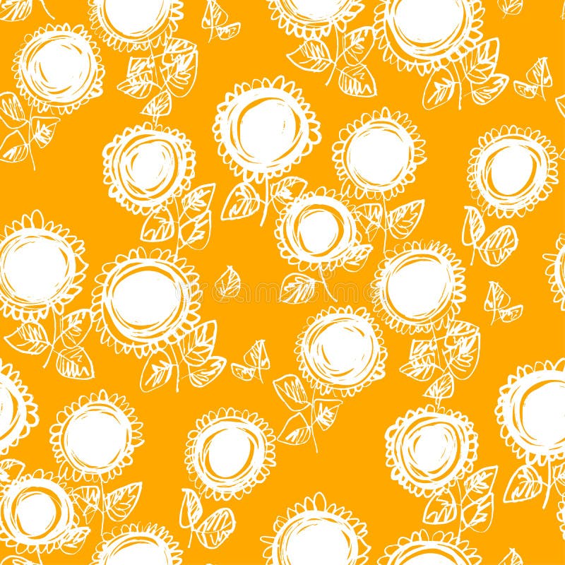 Monochrome Abstract Sunflower Silhouette Sketch Stock Vector ...