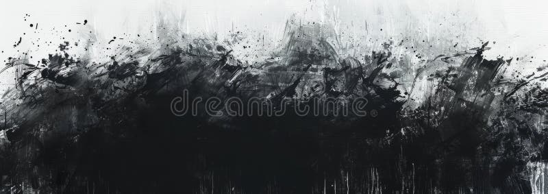 Monochrome Abstract Texture: Black Ink Splatter on White Canvas ...