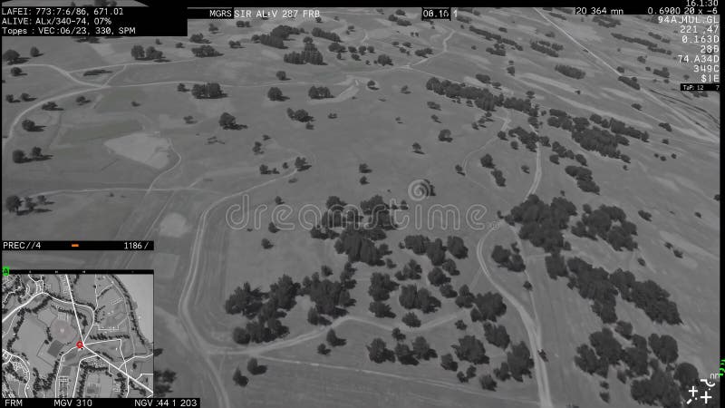 Aerial Surveillance Display Showing Target Location on Map Stock Video ...