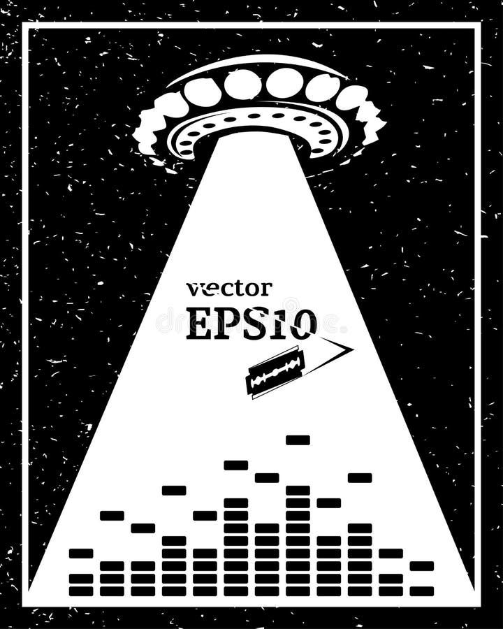 Monochrome Alien Invasion Music Frame Stock Vector - Illustration of ...