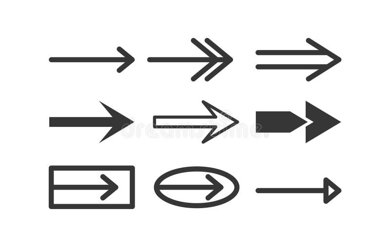 Monochrome Arrow Symbol Set, Featuring Minimalist Design Elements ...