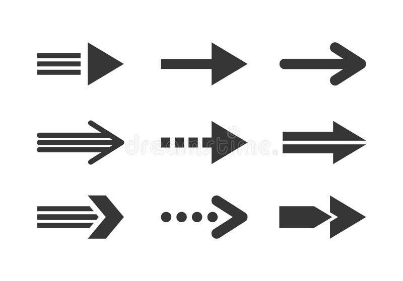 Monochrome Arrow Symbols Set Features Minimalist Design, Offering Clear ...