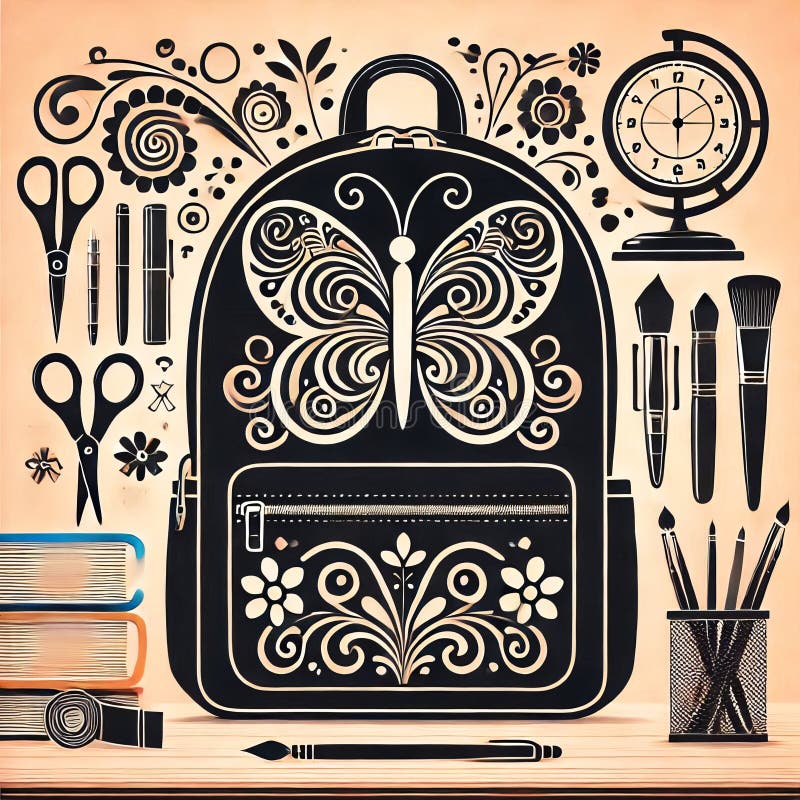 Monochrome Artistic Butterfly Backpack Black and White Design for ...