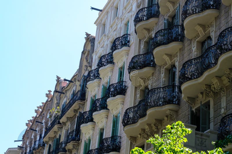 Balconies on a Tan Building Stock Image - Image of exterior, building ...