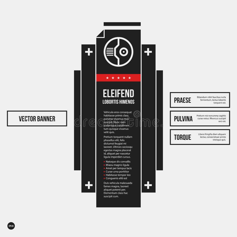 Monochrome Banner Template in Strict Style Stock Vector - Illustration ...