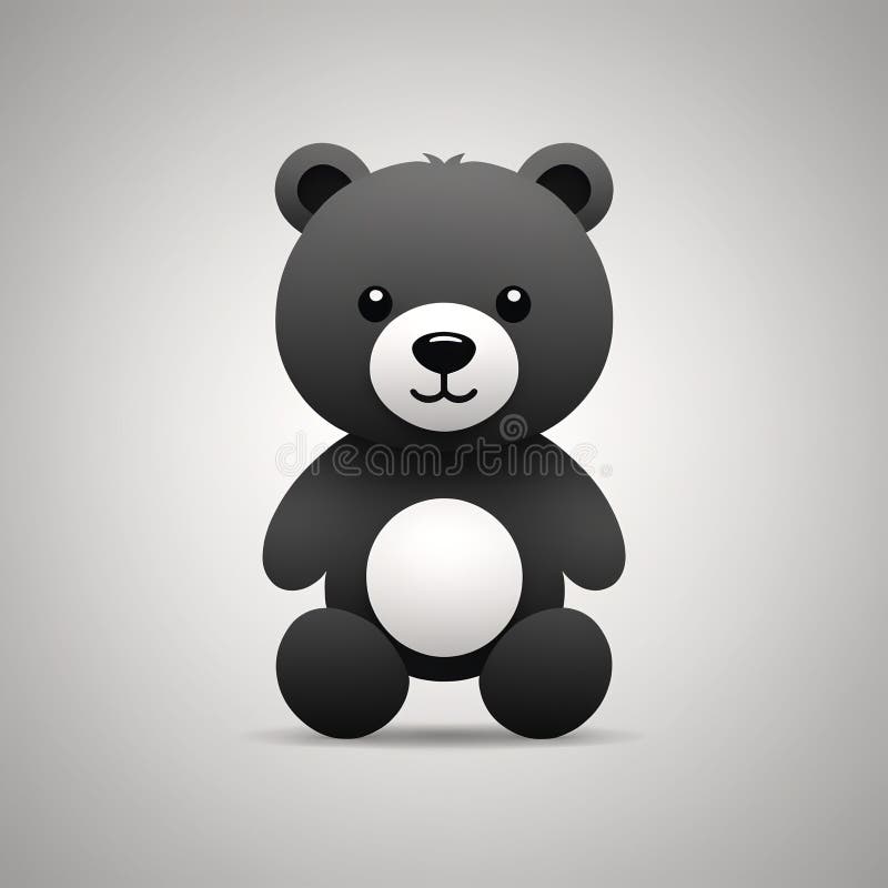 Monochrome Bear Icon Vector in Simple Flat Design Stock Illustration ...