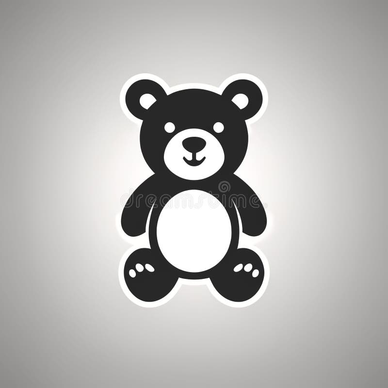 Monochrome Bear Icon Vector in Simple Flat Design Stock Illustration ...