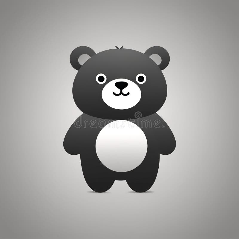 Monochrome Bear Icon Vector in Simple Flat Design Stock Illustration ...