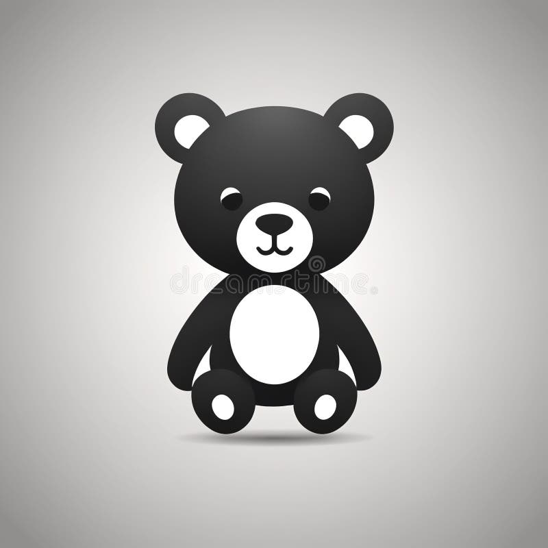 Monochrome Bear Icon Vector in Simple Flat Design Stock Illustration ...