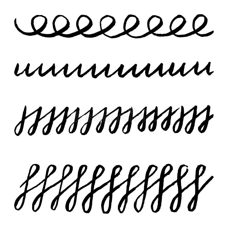 Monochrome Black and White Abstract Line Calligraphy Set Vector Stock ...