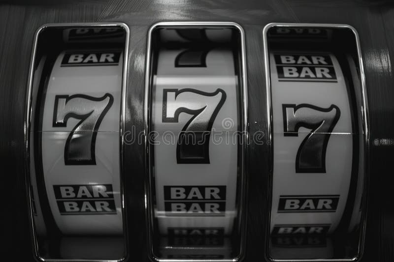 Monochrome Black and White Image Close-up Slot Machine with Three ...
