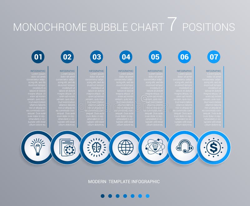 Monochrome Blue Bubbles Chart Infographics for 10 Steps Stock Vector ...