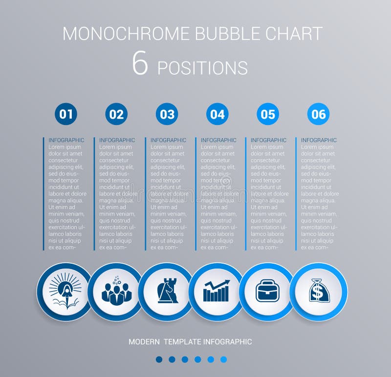 Monochrome Blue Bubbles Chart Infographics for 10 Steps Stock Vector ...