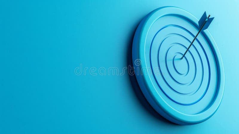 Monochrome Blue Target with a Single Arrow Hit in a Modern Minimalist ...
