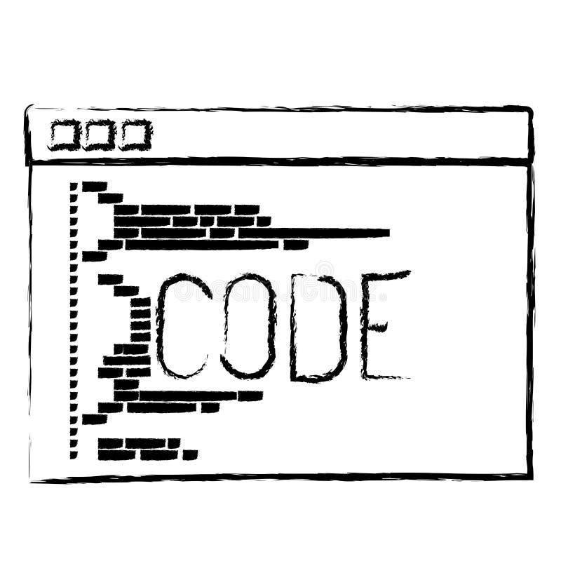 Monochrome Blurred Silhouette Of Programming Window With Script Of Code Stock Vector