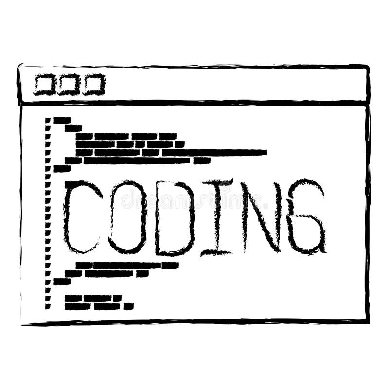 Monochrome Blurred Silhouette Of Programming Window With Script Of Coding Stock Vector