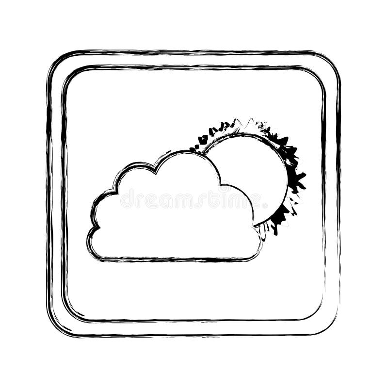 Monochrome Blurred Square Frame with Cloud and Sun Stock Illustration ...
