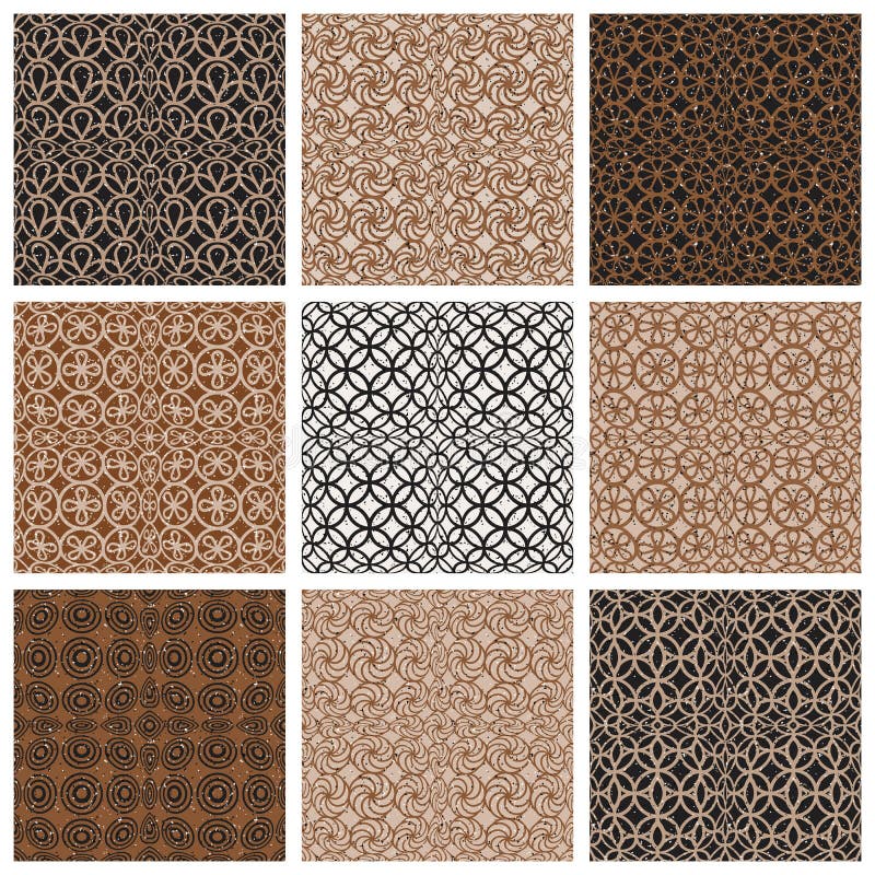 Monochrome Brown Vintage Style Tiles Seamless Patterns Set. Stock ...