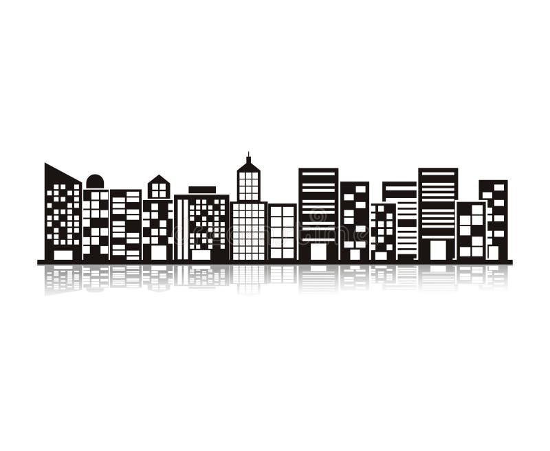 Monochrome Building and City Illustration Scene Stock Vector ...