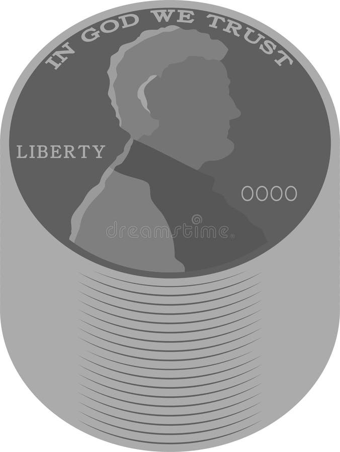 Monochrome Bundle of US American 1 Cent Coin Stock Vector ...