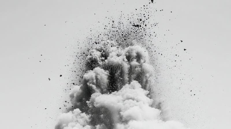 Monochrome Burst Eruption of Smoke, Dust, and Particles Frozen in Time ...