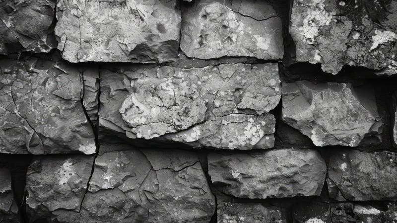 Monochrome Capture of Ancient Wall Texture with Detailed Stone Patterns ...
