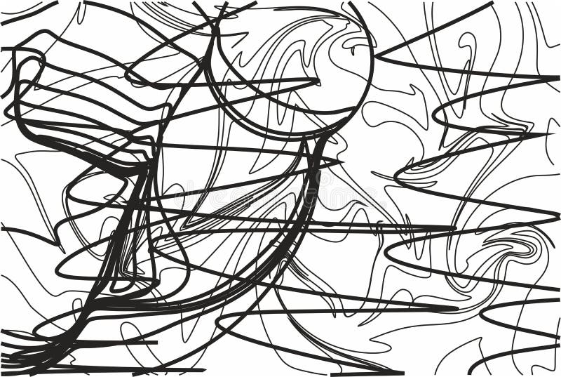 Monochrome Chaos Lines Curved Random Chaotic Pattern Art Abstract