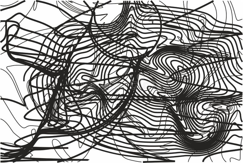 Monochrome Chaos Lines Curved Random Chaotic Pattern Art Abstract