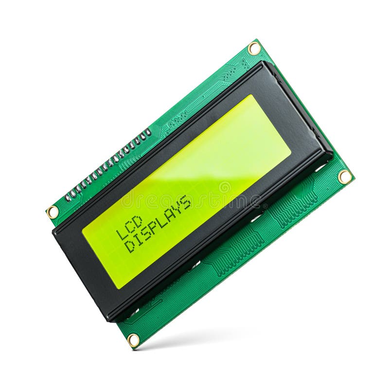Monochrome Character LCD Display Isolated on White. LCD Displays Text ... Monochrome Character LCD Display Isolated on White. LCD Displays Text ...