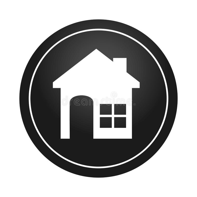 Monochrome Circular Emblem with Home Stock Vector - Illustration of ...