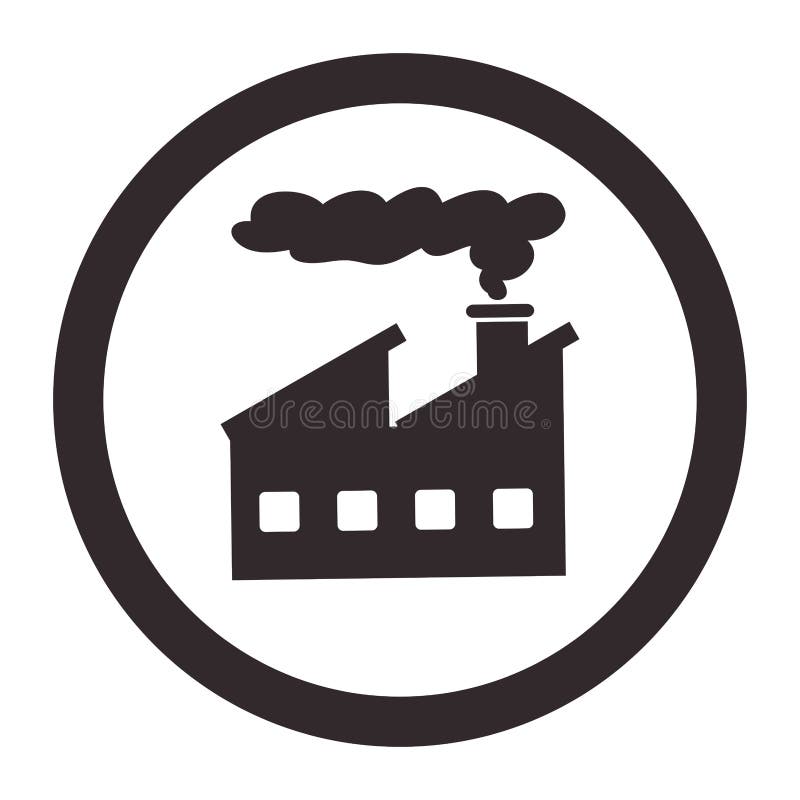 Monochrome Circular Emblem with Industry Stock Vector - Illustration of ...