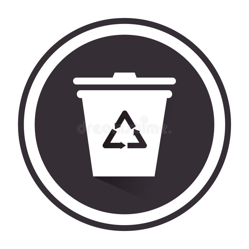 Monochrome Circular Emblem with Trash Container with Recycle Symbol ...