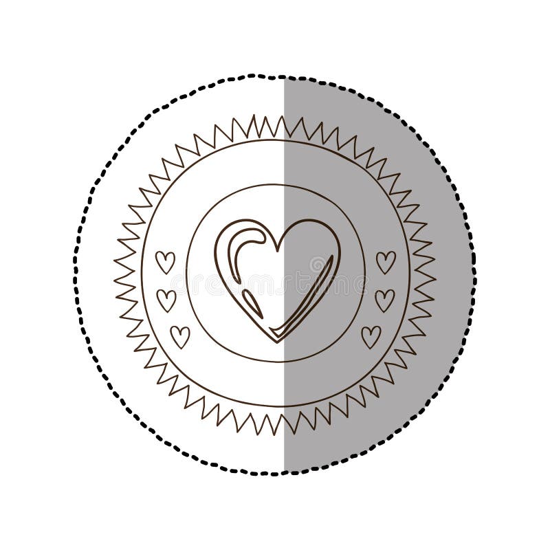 Monochrome Circular Frame with Middle Shadow Sticker with Heart Stock ...