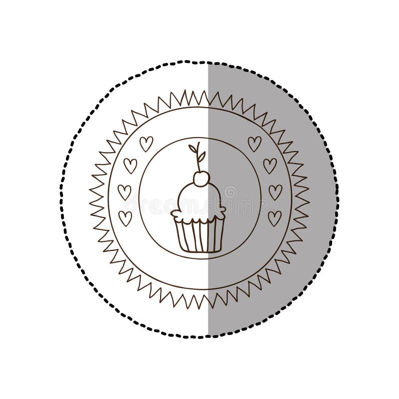 Monochrome Circular Frame with Middle Shadow Sticker with Sweet Cream ...