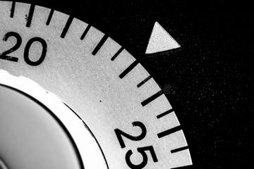 Monochrome Close-up of an Old Analog Laboratory Timer Set To 23 Stock ...