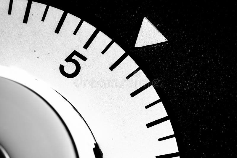 Monochrome Close-up of an Old Analog Laboratory Timer Set To Six Stock ...