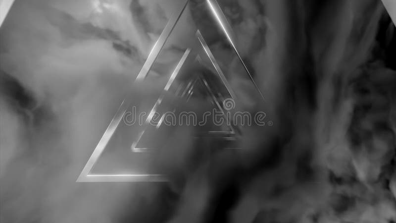 Monochrome Clouds and Triangular Tunnel. Design. Flying Inside ...