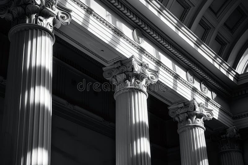 Monochrome Columns in Architectural Structure, Experiment with Light ...