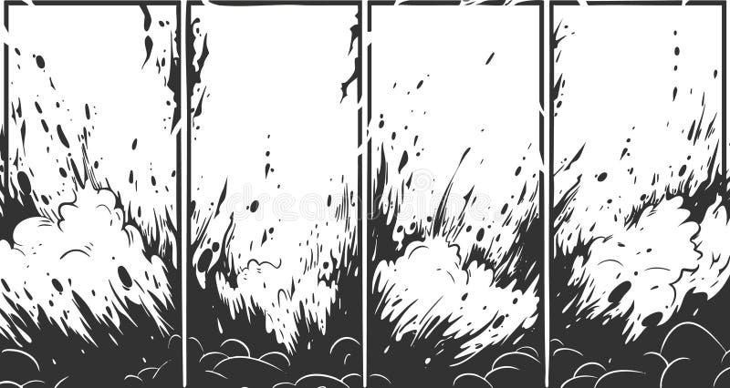 Monochrome Comic-style Explosion Illustration with Dynamic Black and ...
