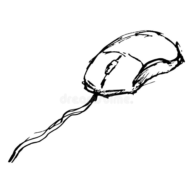 Monochrome Computer Mouse Vector Sketched Line Art Stock Vector ... Monochrome Computer Mouse Vector Sketched Line Art Stock Vector ...