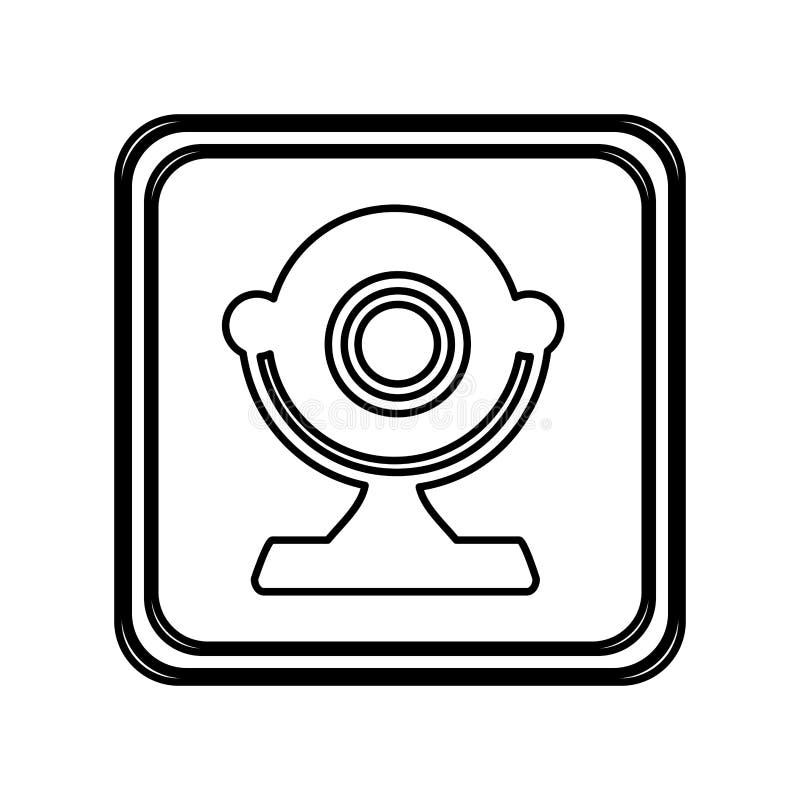Monochrome Contour of Button with Desktop Webcam Stock Illustration ...