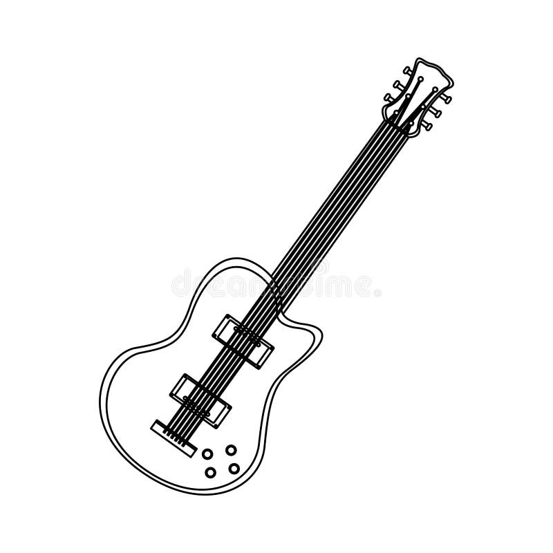 Monochrome Contour with Electric Guitar Stock Illustration ...