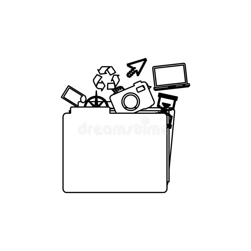 Monochrome Contour of Folder with Personal Files Stock Illustration ...
