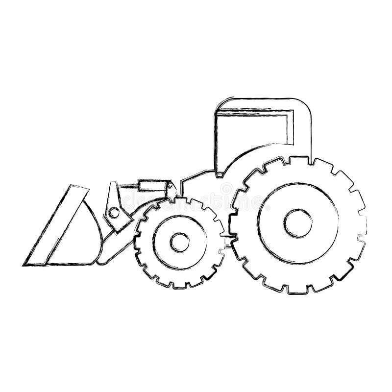 Monochrome Contour Hand Drawing of Tractor Loader Building Machine ...